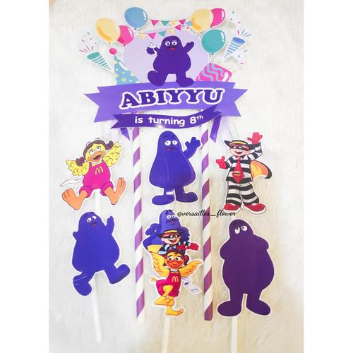 Jual Cake Topper Grimace and friends/Topper kue Grimace/Topper kue ...