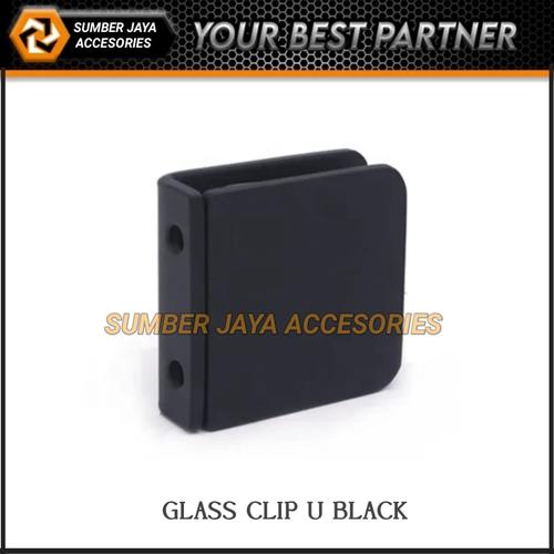 Jual Glass Clip Hitam Stainless Steel Ambalan Kaca Ke Tembok/Lantai ...