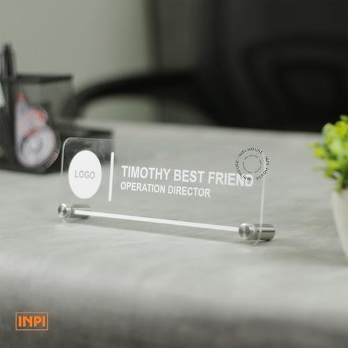 Jual INPI - Signage Akrilik Stiker Logo Meja Transparant Custom - Hitam ...