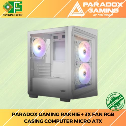 Jual Casing Komputer Paradox Gaming Rakhie White + 3x Fan RGB | Micro ...