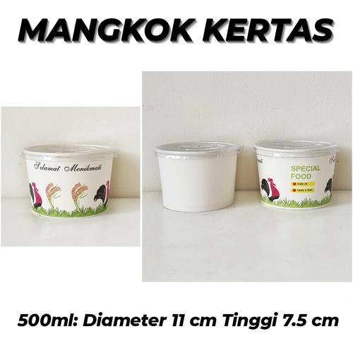 Jual MANGKOK KERTAS 500ml POLOS MOTIF / PAPER BOWL + TUTUP / MANGKOK ...