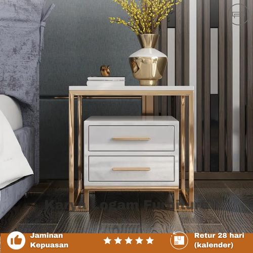 Jual Side Table Storage Modern Minimalis - Meja Sudut Stainless Marmer ...