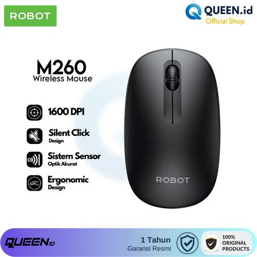 Jual ROBOT M260 Wireless Mouse 1600 DPI 2.4G USB Silent Click Optical ...