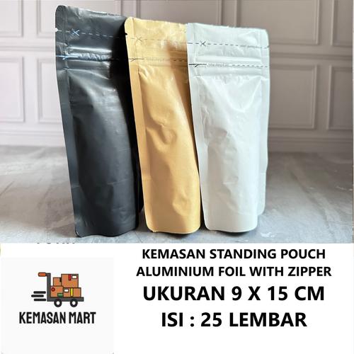 Jual KEMASAN STANDING POUCH ALUMINIUM FOIL UKURAN 9 X 15 CM ZIPPER ...