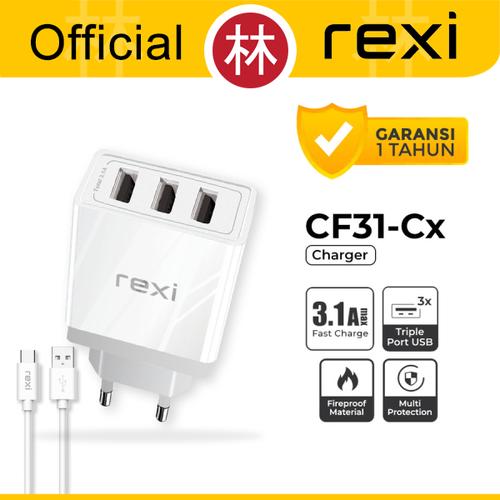 Promo Rexi CF31-Mx / CF31-Cx Charger 3 Port USB Fast Charge 3.1A with ...