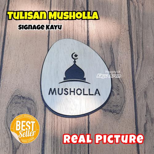 Promo Sign Kayu MUSHOLLA MASJID Tempat Sholat / tulisan papan tanda ...