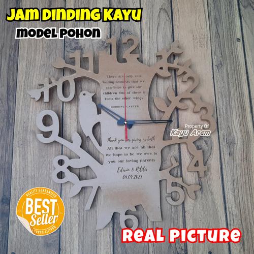 Jual [Free Grafir] Jam Dinding Kayu Model Pohon dan Burung / Souvenir ...
