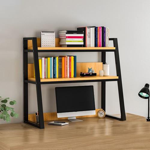 Jual Rak kayu susun atas meja minimalis, rak modern kaki besi, rak buku ...