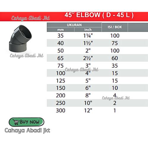 Jual ELBOW 45 DERAJAT 3IN PVC RUCIKA - D - Jakarta Pusat - CAHAYA ABADI ...