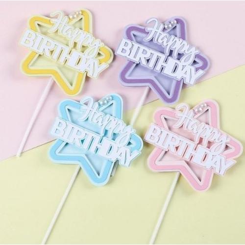 Jual Cake Topper Happy Birthday Bentuk Bintang Hiasan Kue Ulang Tahun ...
