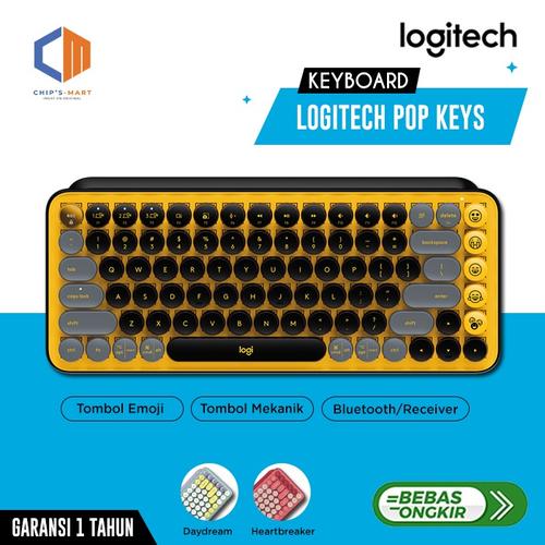 Jual Logitech POP Keys Keyboard Wireless Mechanical Compact, Emoji Keys ...