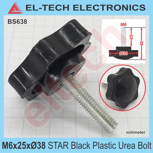 Jual M6 STAR Bolt Baut Urea Black Cover Tutup Knob Knop Plastik Hitam ...
