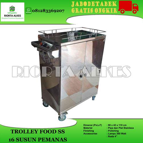 Jual Food Trolley Troli Makanan Trolley makan Dengan Pemanas 16 susun ...