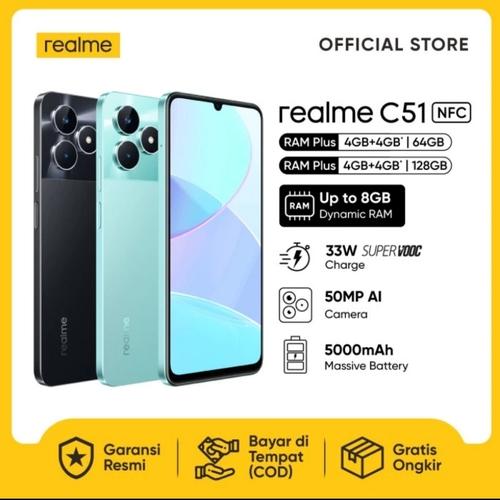 Jual REALME C51 NFC 4+4/ 128GB | 4+4/ 64 GB Garansi Resmi - Mint Green ...