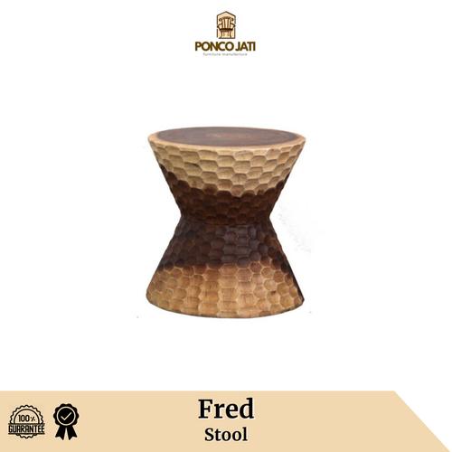 Jual stool kayu bulat meja Fred round stool suar wood minimalis ...