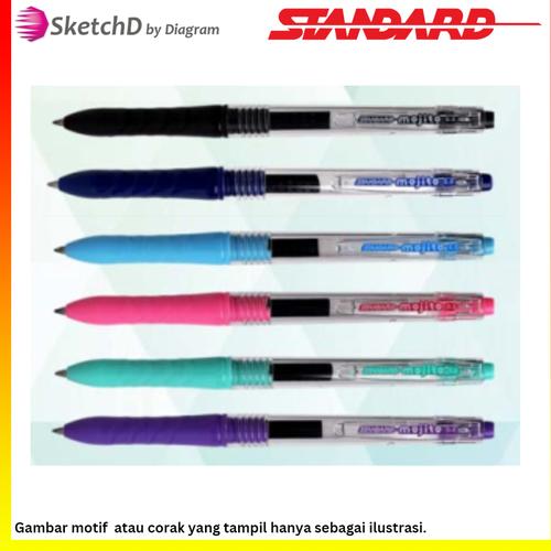 Promo Pena Standard Mojito Gel Retract Ballpoint Pen Hitam Mirip Kokoro ...