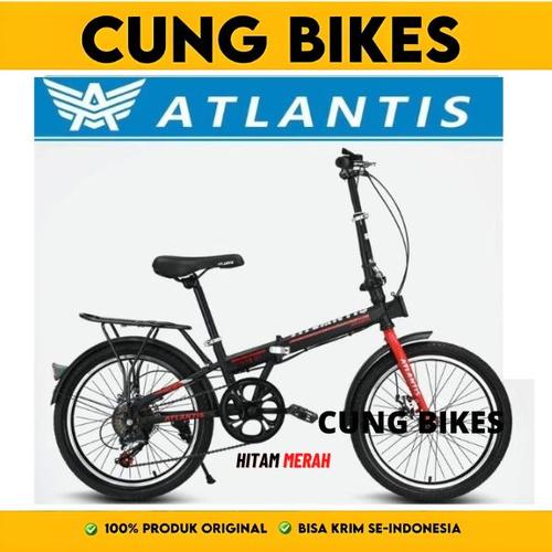Jual Sepeda lipat atlantis 20 Inch 31 rem cakram 7 Speed - Hitam Merah ...