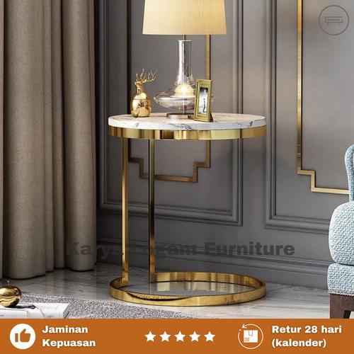 Jual Side Table Modern Minimalis - Meja Sudut Rangka Stainless Gold ...