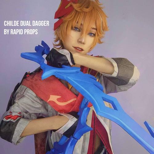 Jual Tartaglia / Childe Dual Dagger & Spear Genshin Impact Cosplay Prop ...
