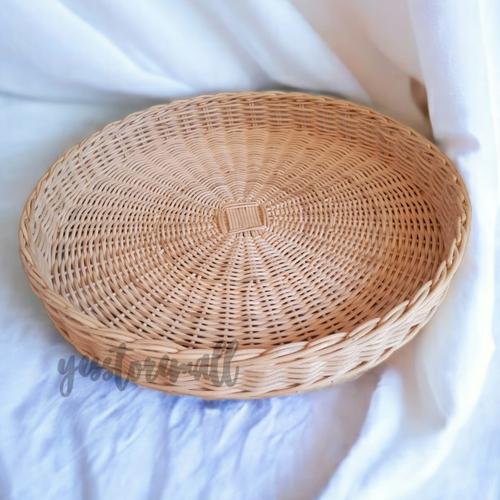 Jual keranjang rotan bulat besar nampan penyimpanan makanan alas toples ...