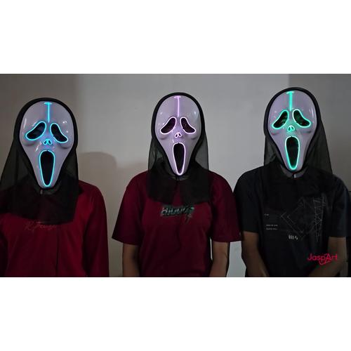 Jual TOPENG HALLOWEEN SCREAM LED BISA NYALA SCARY MASK - Polos ...