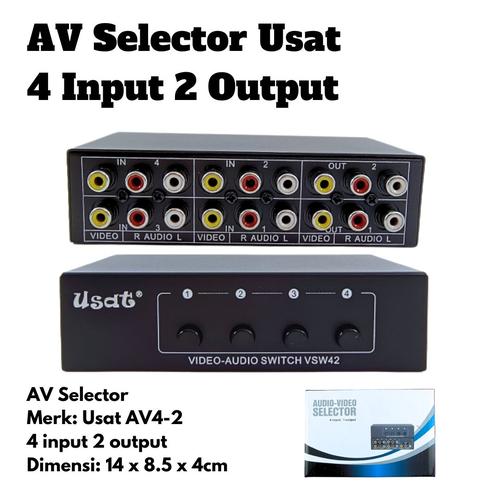 Jual Audio Video Selector 4 Load AV Selector Usat 4 Input 2 Output ...
