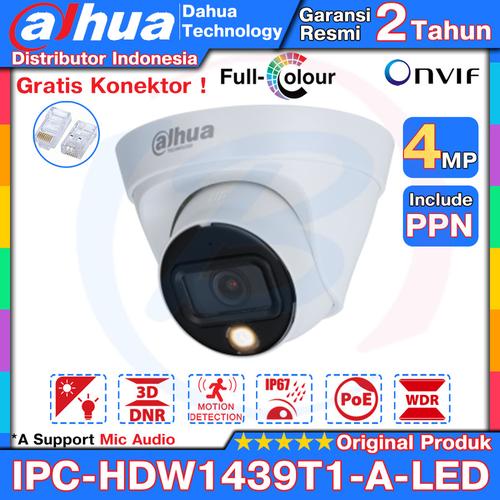 Jual Ipcam Full Color Dahua ipc-hdw1439t1-A-LED-S4 4mp Indoor Mic Poe onvif - Free Konektor ...