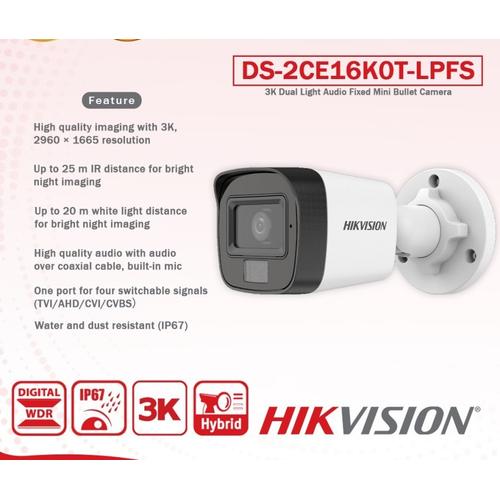 Jual Camera bullet Dual Light Colorvu + Mic Hikvision DS-2CE16K0T-LPFS - Jakarta Barat - Noah ...
