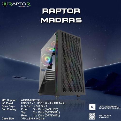 Jual Casing PC Gaming ATX RAPTOR MADRAS Free 3u RGB Fan - Black - Kab ...