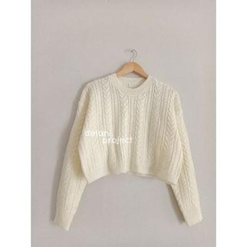 Jual RYUJIN CROP SWEATER DELANI PROJECT RAJUT KEPANG - broken white ...