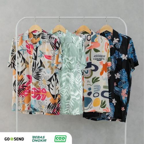 Promo Kemeja Pantai Pria Baju Hawai Rayon Printing Full Print Motif ...