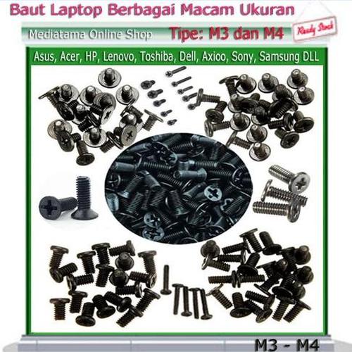 Jual Baut/Sekrup Laptop Notebook Netbook Tipe M3 & M4 Flat-Head Type ...