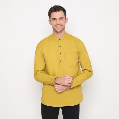 Jual ALINO Kemeja Koko Pria Lengan Panjang Warna Kuning Kunyit A3 - M ...