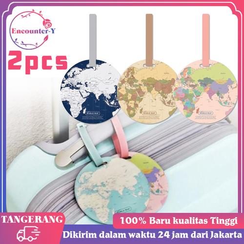 Jual World Map Tag Koper Luggage Tag 2pcs Travel Tag Bag Tag koper nama ...