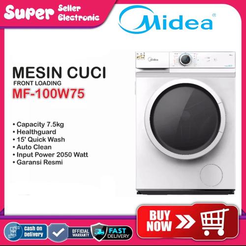 Jual MESIN CUCI FRONT LOADING MIDEA 7.5 KG MF 100W75 1 TABUNG MF100 W75 ...