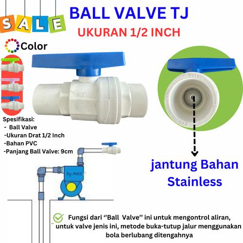 Jual TJ Ball Valve PVC / stop keran kran plastik / angin 1/2 3/4 inch ...
