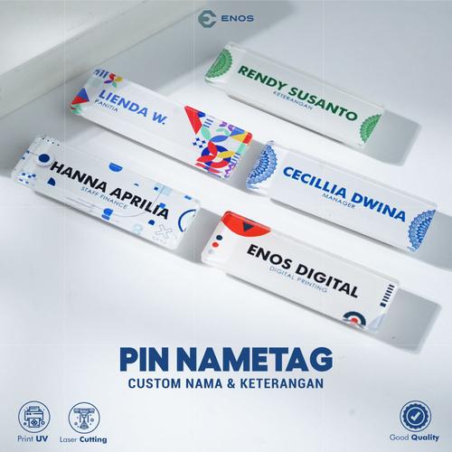 Jual Name Tag Akrilik Bahan Bening Papan Nama Dada Pin Tag Print UV ...