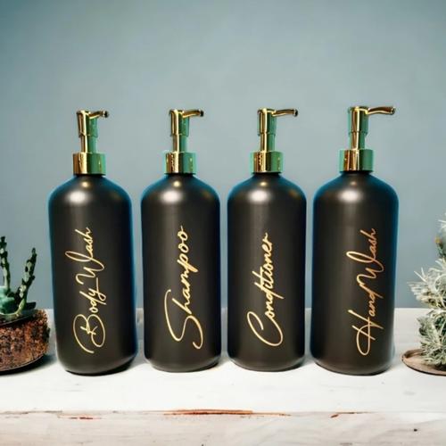 Jual BOTOL SABUN CAIR PUMP 500ML HITAM DOFF REMPAT SABUN AESTHETIC GOLD ...