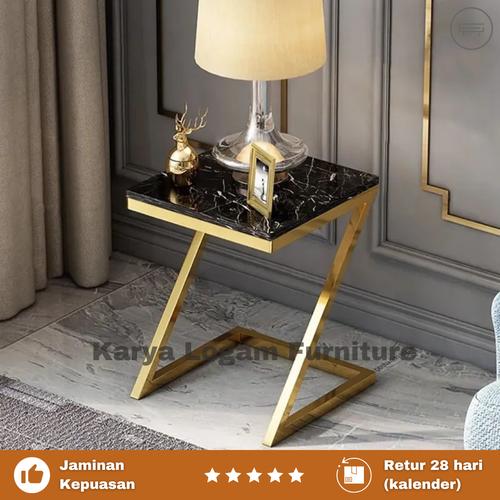 Jual Side Table Modern Minimalis - Meja Sudut Kaki Stainless Gold ...