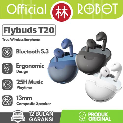 Promo ROBOT Flybuds T20 TWS Earbuds Semi In Ear Earphone 25 Jam BT 5.3 ...