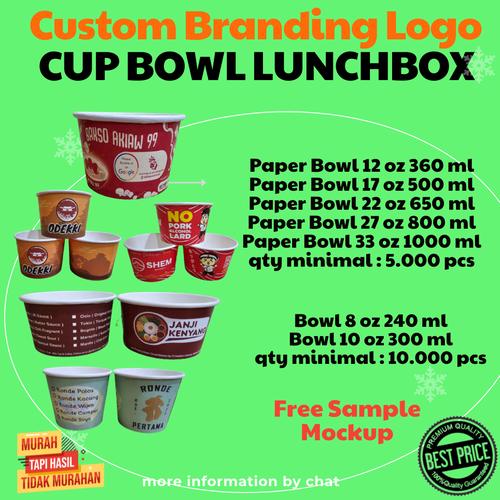 Jual Paper Bowl Custom Design 240 ml 300 ml 360 ml 500ml 650ml 800ml ...