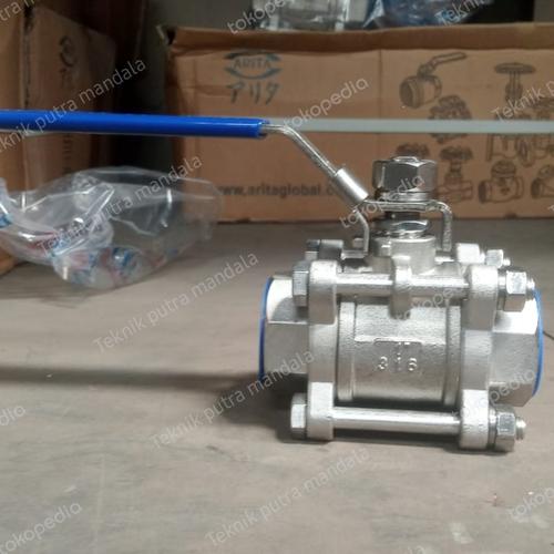 Jual ARITA 3PC BODY BALL VALVE SS316 BSPT - 1 inch ART336-025 - Jakarta ...
