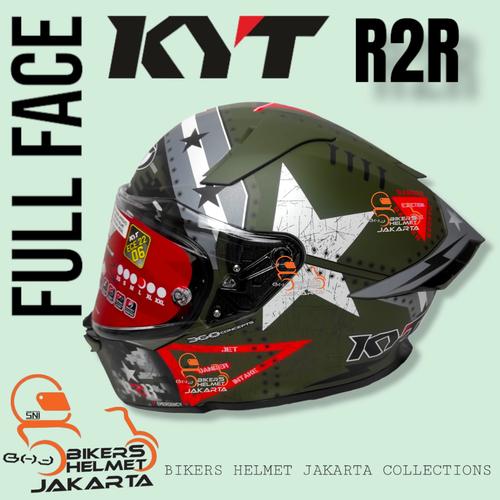 Jual HELM KYT R2R PRO ASSAULT MATT ARMY GREEN DOUBLE VISOR FULL FACE ...