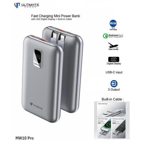 Jual Ultimate Fast Mini Power Bank 10000 LED Display + Built-in Cable ...