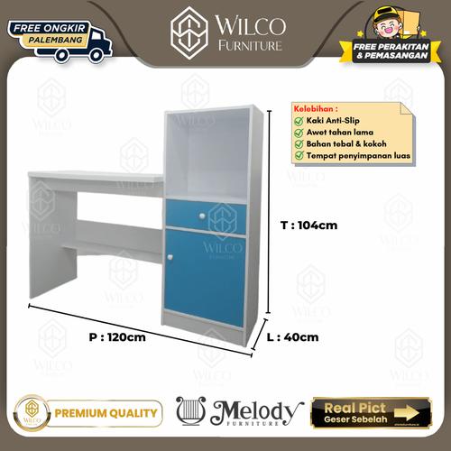 Jual Meja Belajar Melody MBRS 580 Biru Polos / Meja Tulis Anak / Rak ...