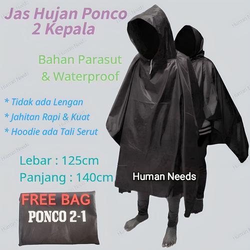 Jual Jas Hujan Ponco 2 Kepala Tebal Bahan Mirip Axio Mantel Ujan Kepala ...