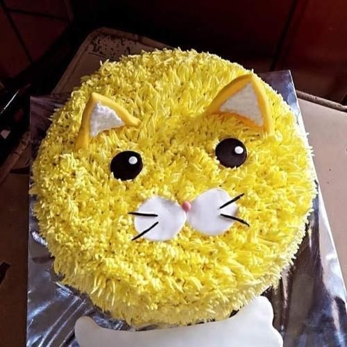 Jual kue ulang tahun tema kucing warna kuning diameter 18cm tangerang ...