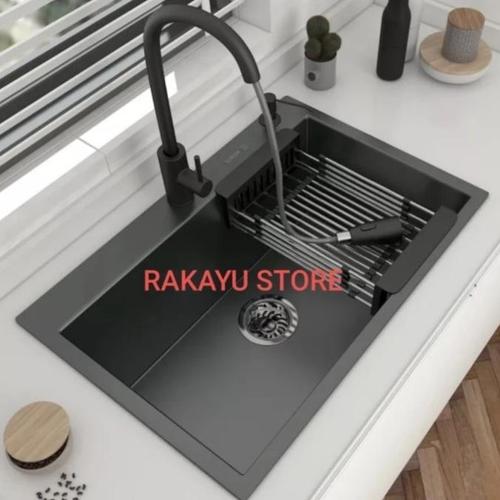 Jual KITCHEN SINK 7545 BLACK LENGKAP KRAN JKM/BCP SUS 304 MODEL ONAN ...