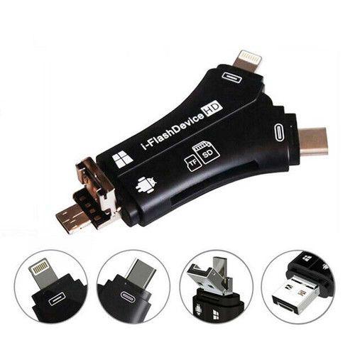 Jual Card Reader 4in1 usb-C Micro USB MicroSD for Android/iPhone Mac ...