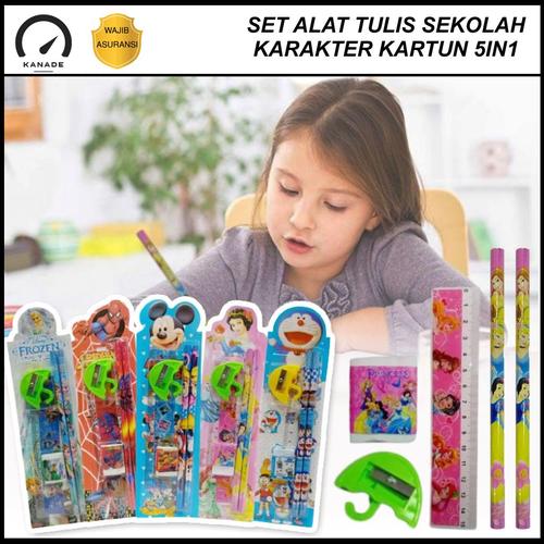 Jual Alat Tulis Sekolah Karakter Kartun Set 5In1 Peralatan Menulis Anak ...